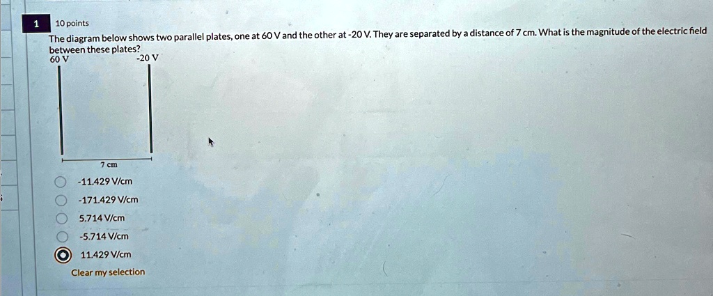 SOLVED: 10 points The diagram below shows two parallel plates, one at ...