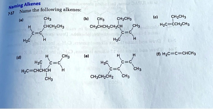 SOLVED: Naming - Alkenes Name the following alkenes: 1. CH3 2. CH2CH2 3. CHCH2CH3 4 ...
