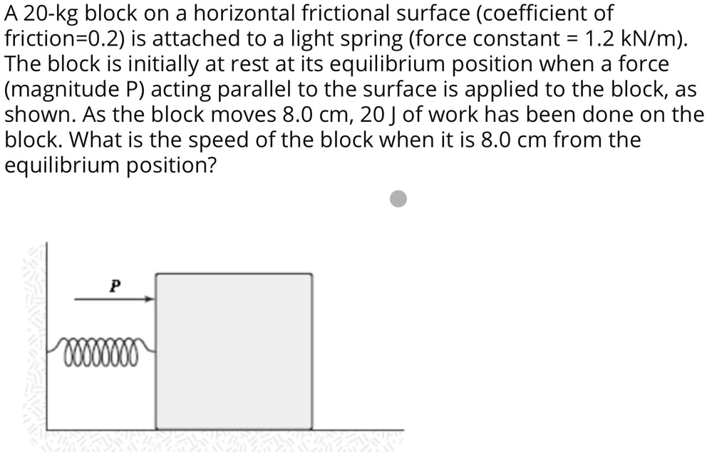 SOLVED: A 20-kg block on a horizontal frictional surface (coefficient of friction-0.2) is ...
