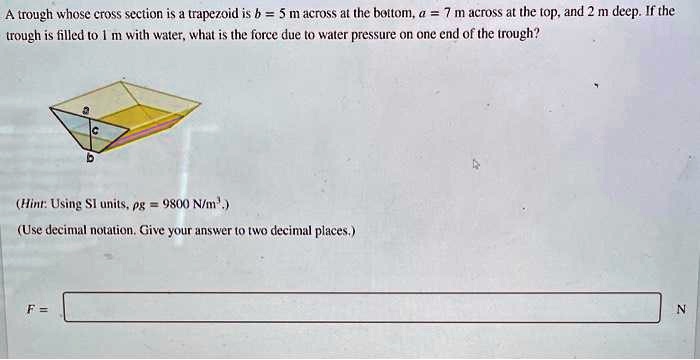 SOLVED: A trough whose cross section is a trapezoid is b=5m across at ...