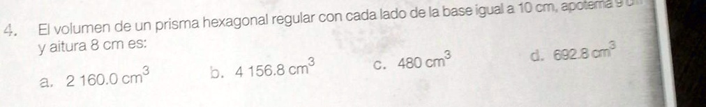 SOLVED: Hola me ayudan doy corona cada lado de la base igua a 10 cM ...