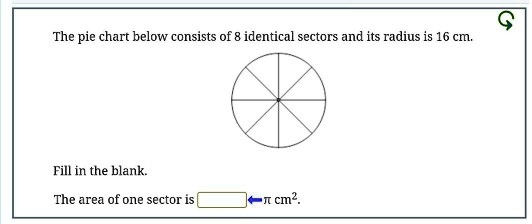 the pie chart below consists of identical sectors and its radius is 16 ...