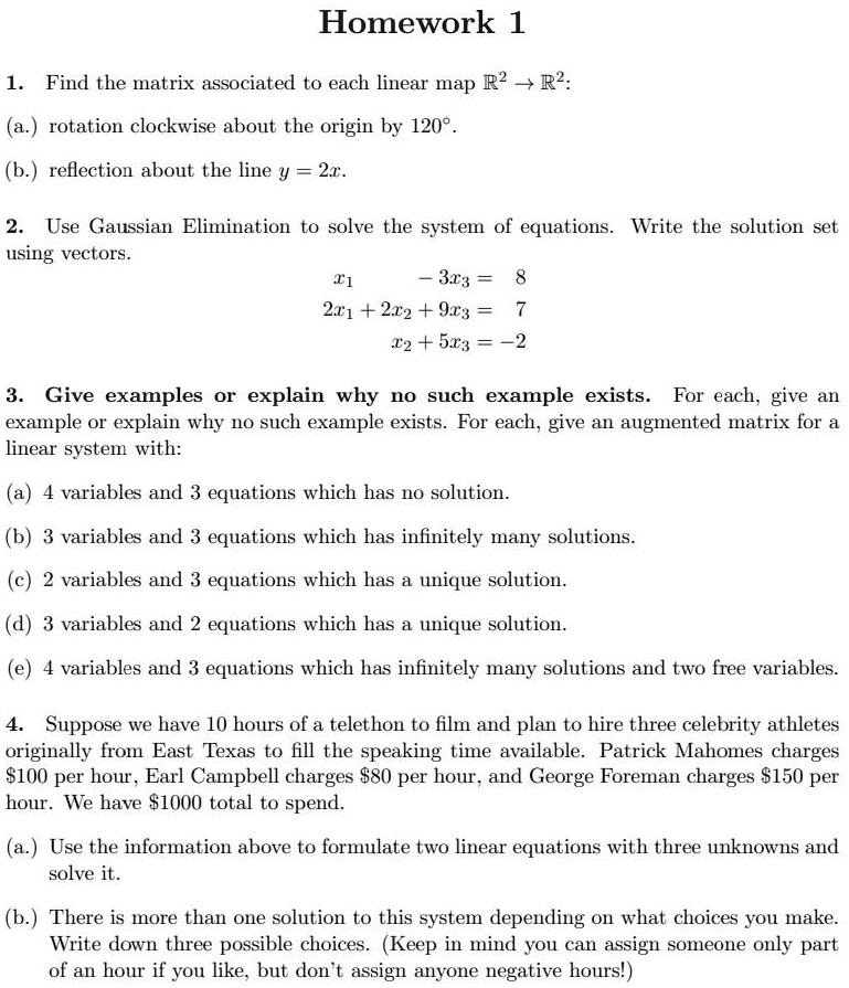 SOLVED: Homework 1 1. Find the matrix associated with each linear map ...