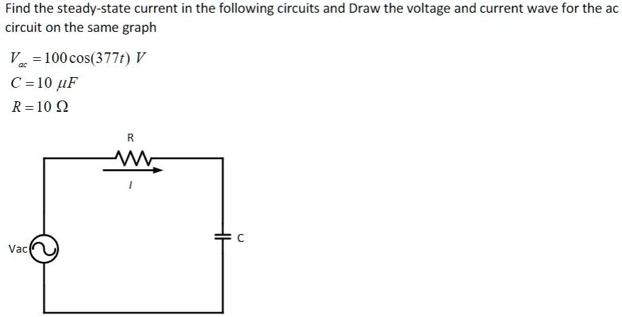 Find the steady-state current in the following circuits and Draw the voltage and current wave ...