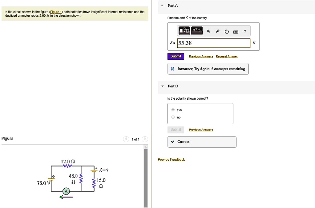 SOLVED: Texts: Part A In the circuit shown in the figure (Figure 1), both batteries have ...