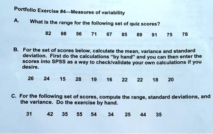 SOLVED:Portfolio Exercise #4 Measures of variability What is the range ...