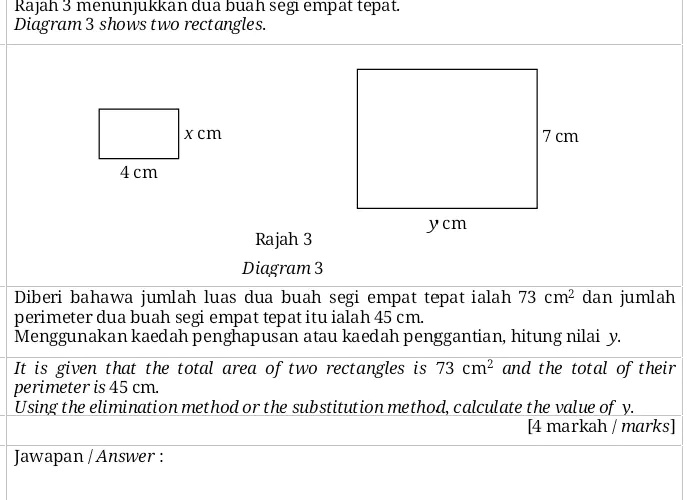 SOLVED: Rajah 5 menunjukkan dua buah seg1 empat tepat Diagram 3 shows ... SOLVED: Rajah 5 menunjukkan dua buah seg1 empat tepat Diagram 3 shows ...