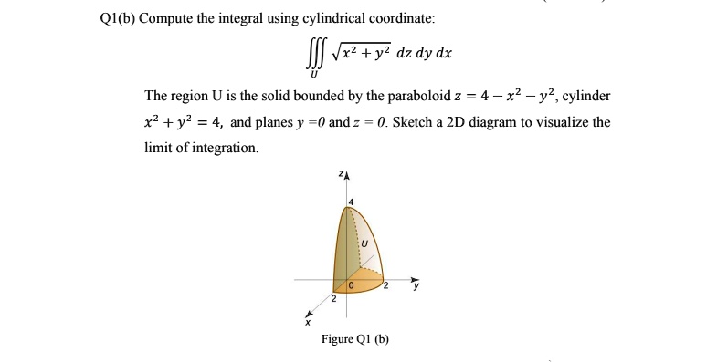 SOLVED:Q1(b) Compute the integral using cylindrical coordinate: Vx2 +y2 ...