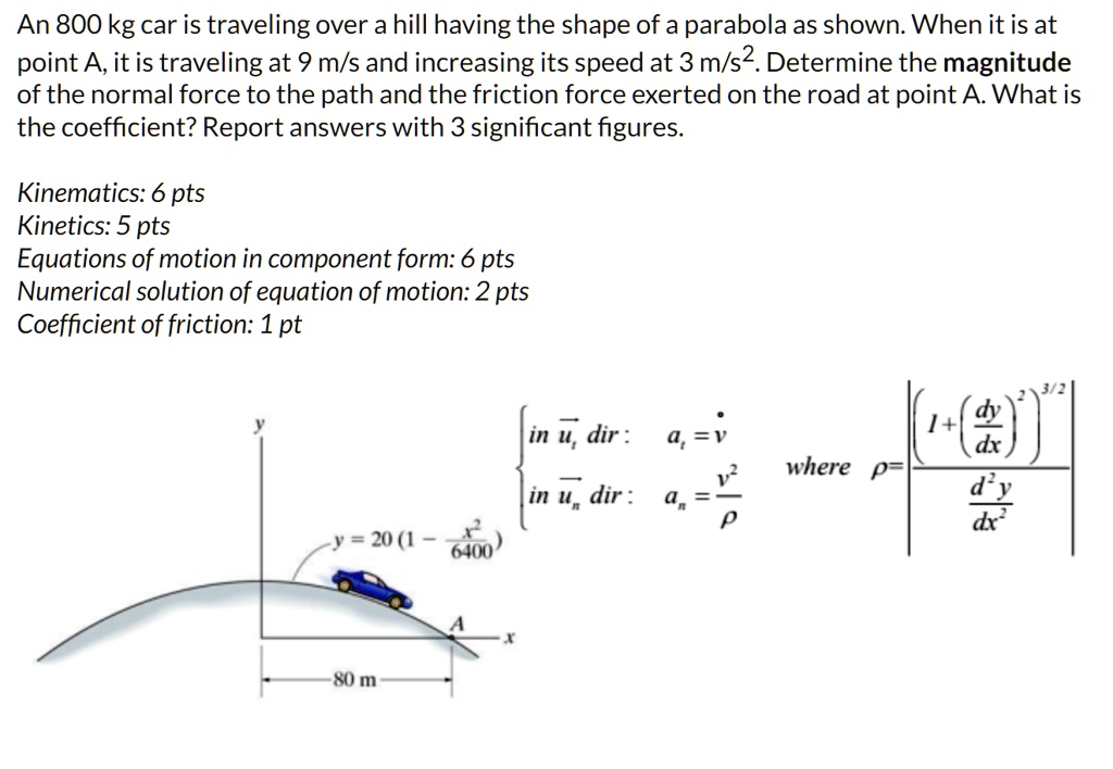 SOLVED: An 800 kg car is traveling over a hill having the shape of a ...