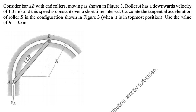 Consider bar AB with end rollers, moving as shown in Figure 3. Roller A ...