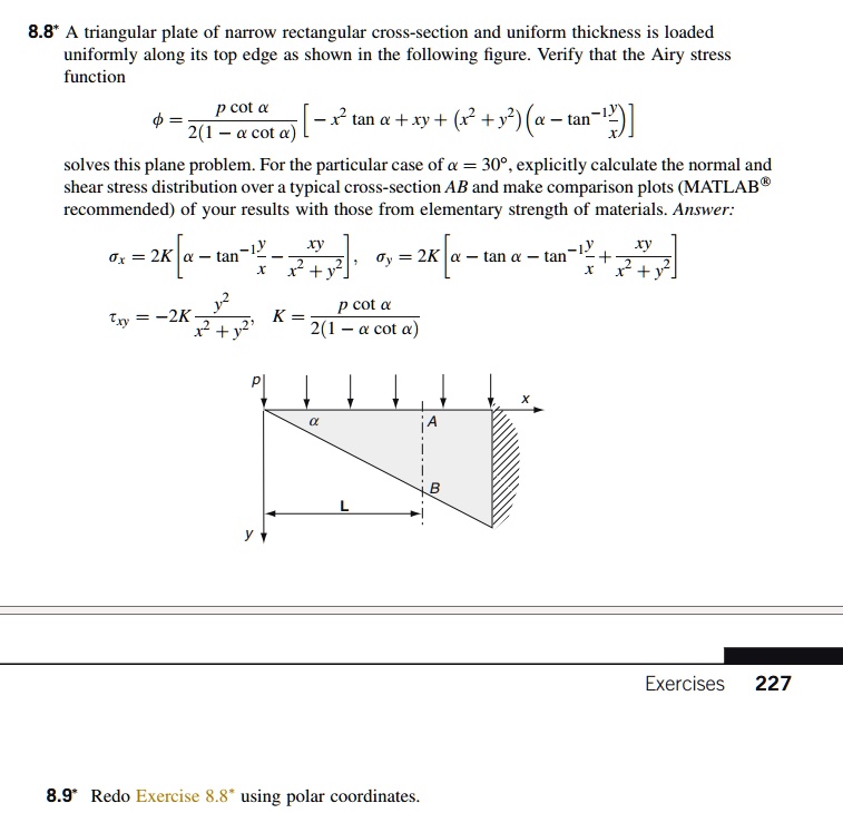 how can i solve the problem 89 88 a triangular plate of narrow rectangular cross section and ...