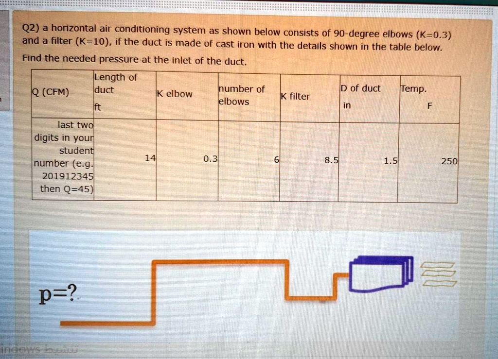 My student number (201920020) Q2) A horizontal air conditioning system ...