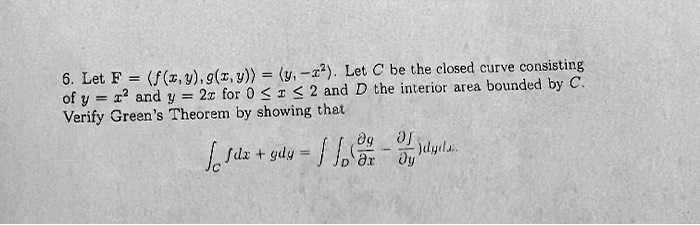SOLVED: the line integral of F around C is equal to the double integral ...