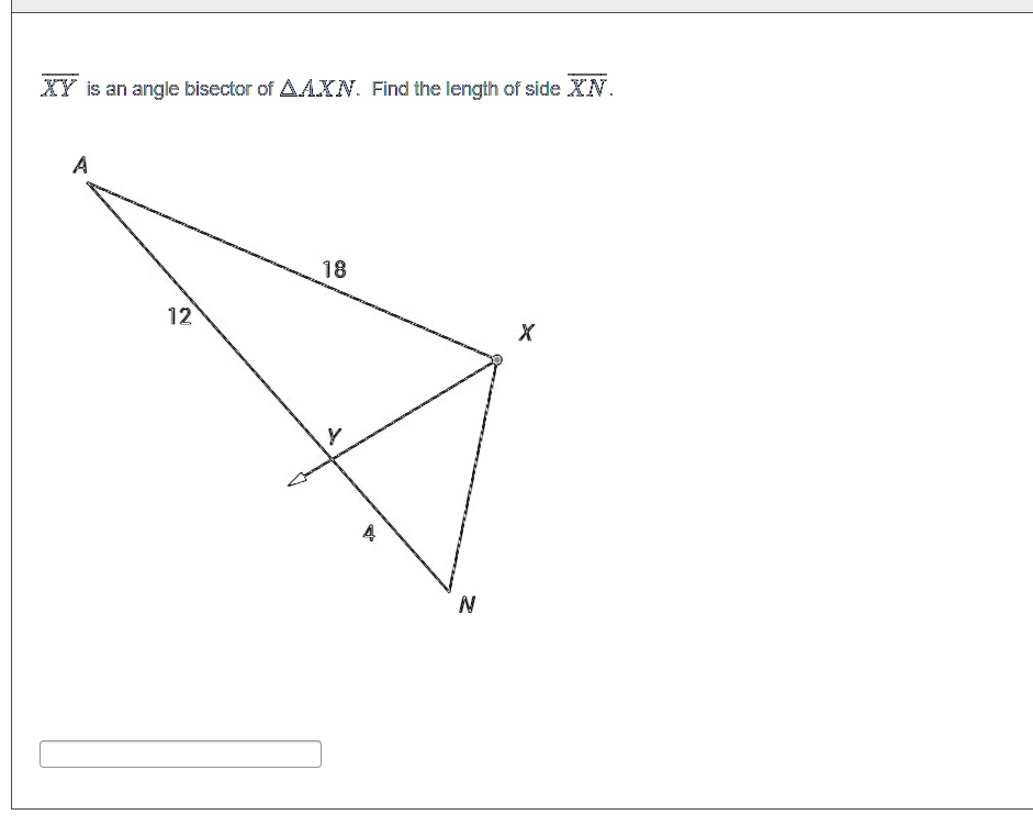 Texts: XY is an angle bisector of AAXN. Find the length of side XN. A ...