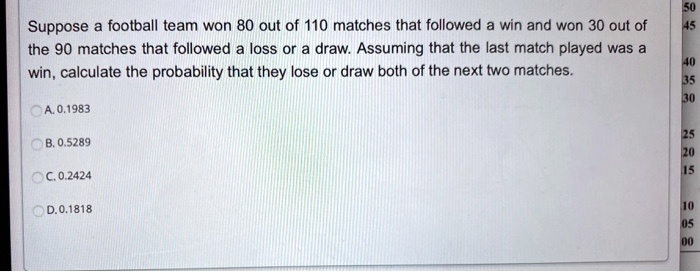 suppose a football team won 80 out of 110 matches that followed win and ...