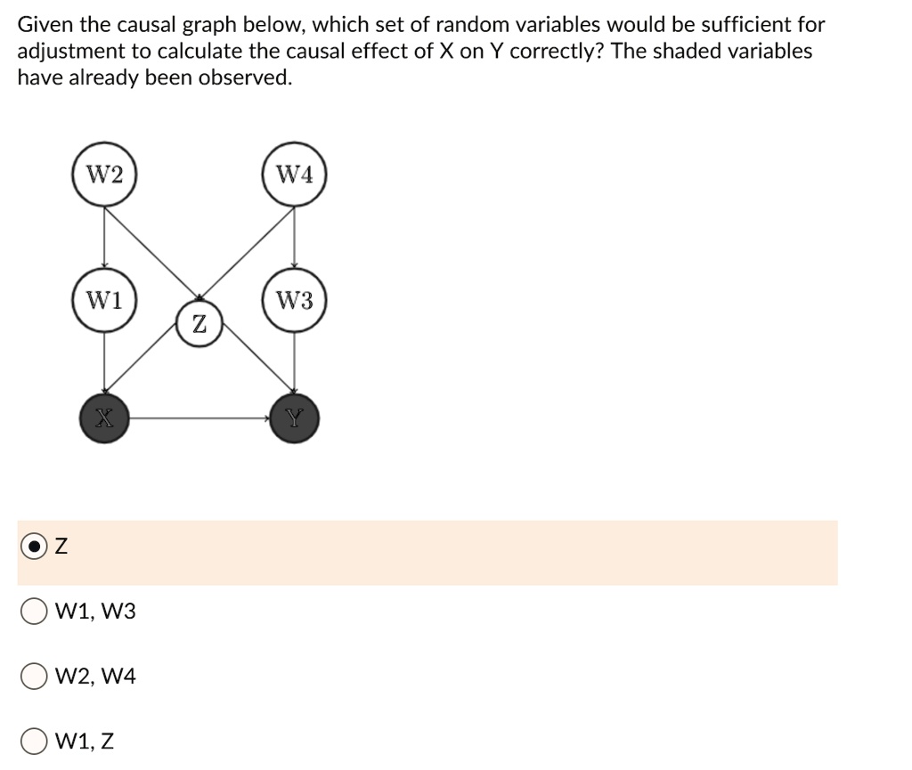 SOLVED: Given the causal graph below, which set of random variables would be sufficient for ...