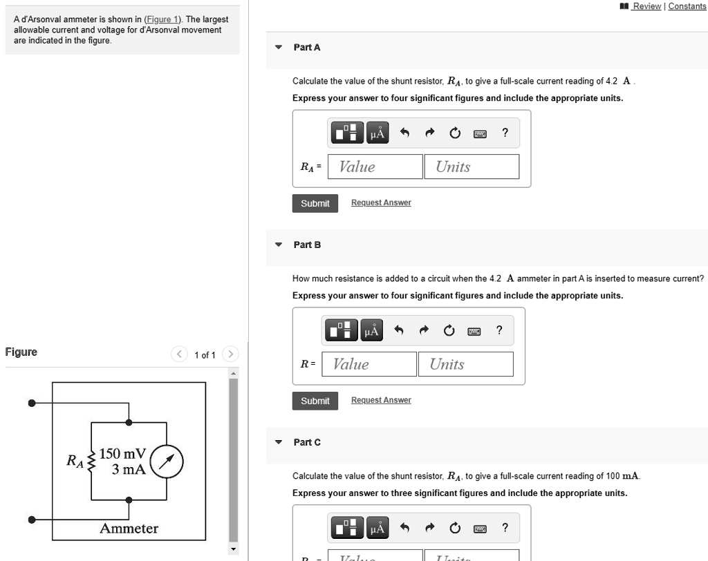 SOLVED: Reviek Constants AdArsonva ammeter is shown in (Figure 1). The ...