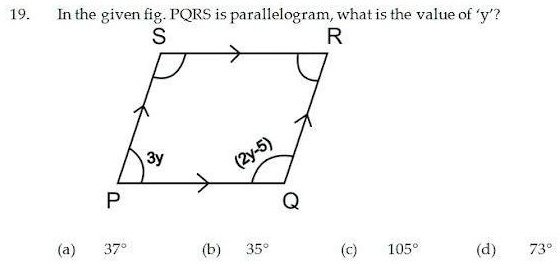 'in the given figure pqrs is a parallelogram find the value of y'