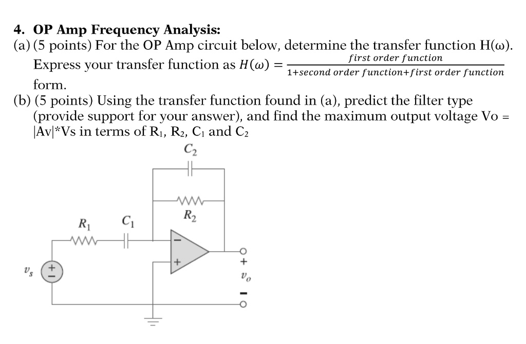 4. OP Amp Frequency Analysis: (a) (5 points) For the OP Amp circuit ...