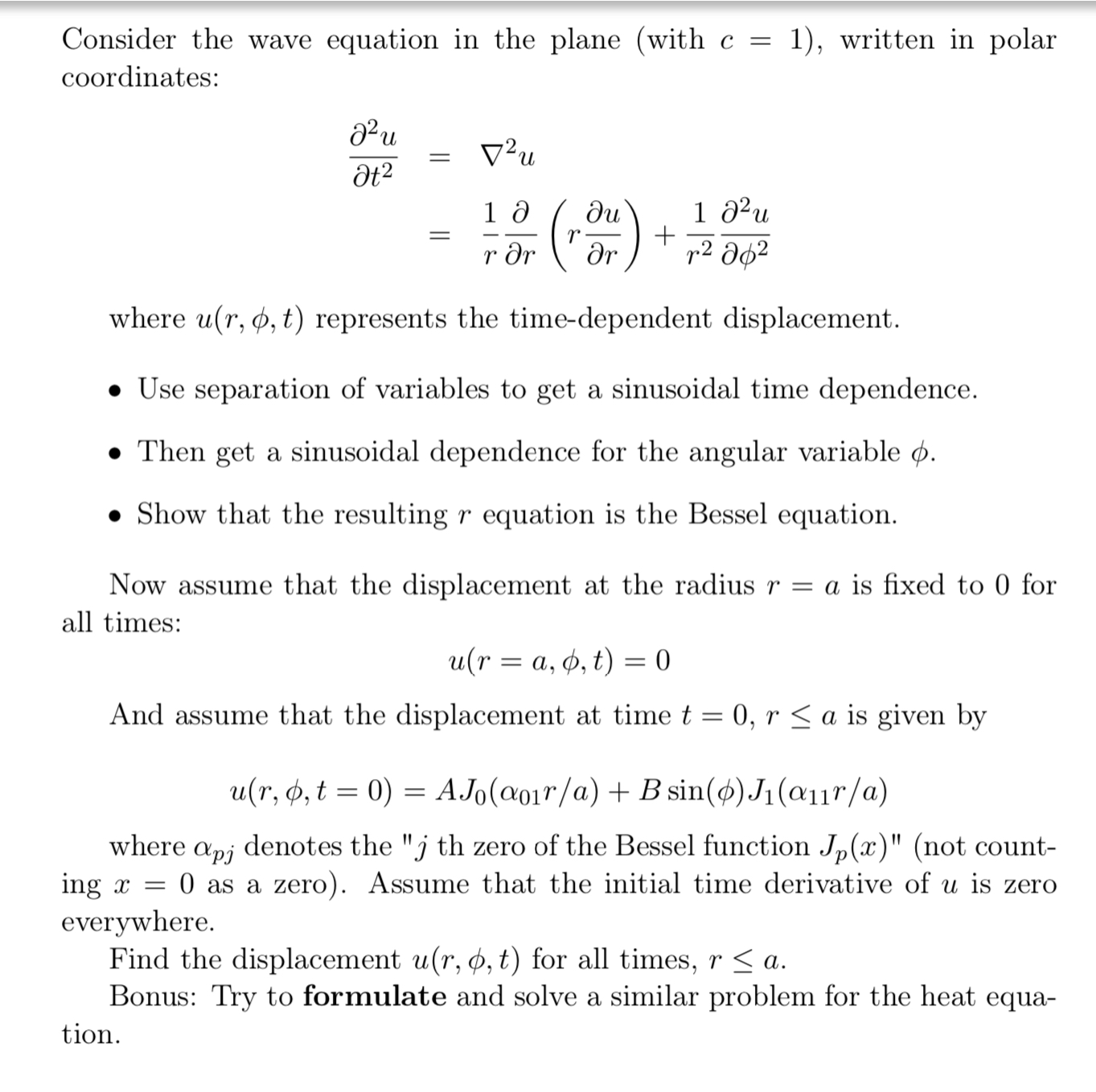 SOLVED: Consider the wave equation in the plane (with c=1 ), written in ...