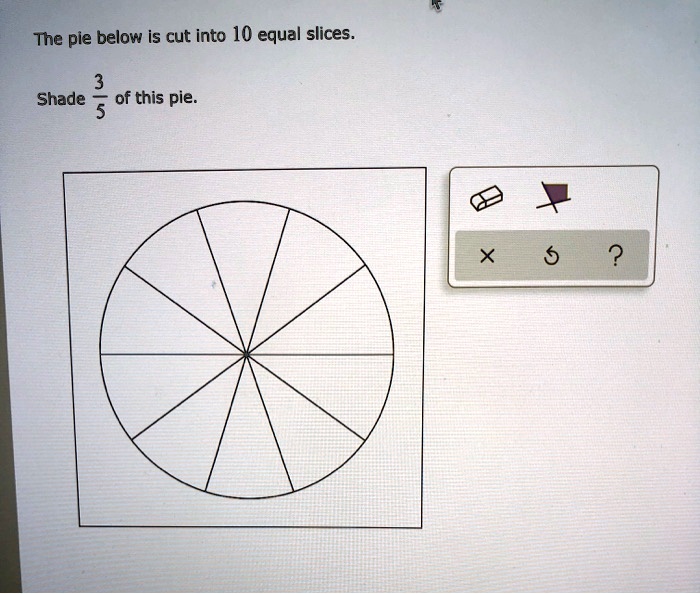 the pie below is cut into 10 equal slices shade of this pie x 5 2 40293
