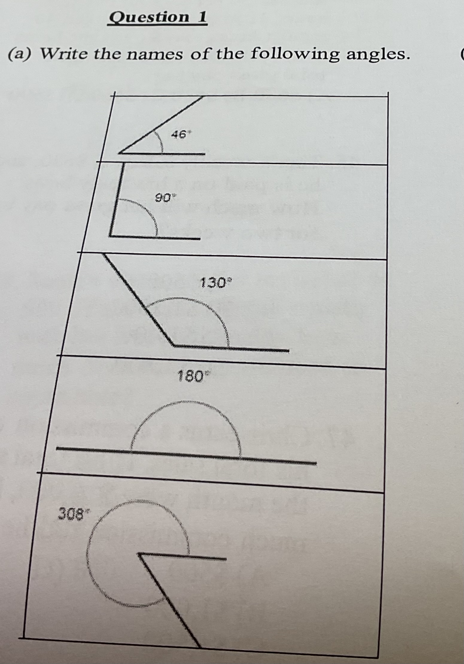 SOLVED: Question 1 (a) Write the names of the following angles.