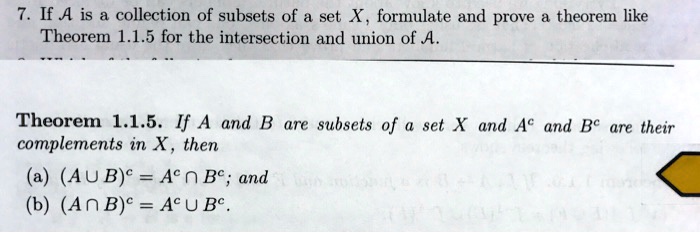7 If A Is Collection Of Subsets Of A Set X Formulate And Prove Theorem 1094