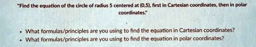 "Find the equation of the circle of radius 5 centered at...