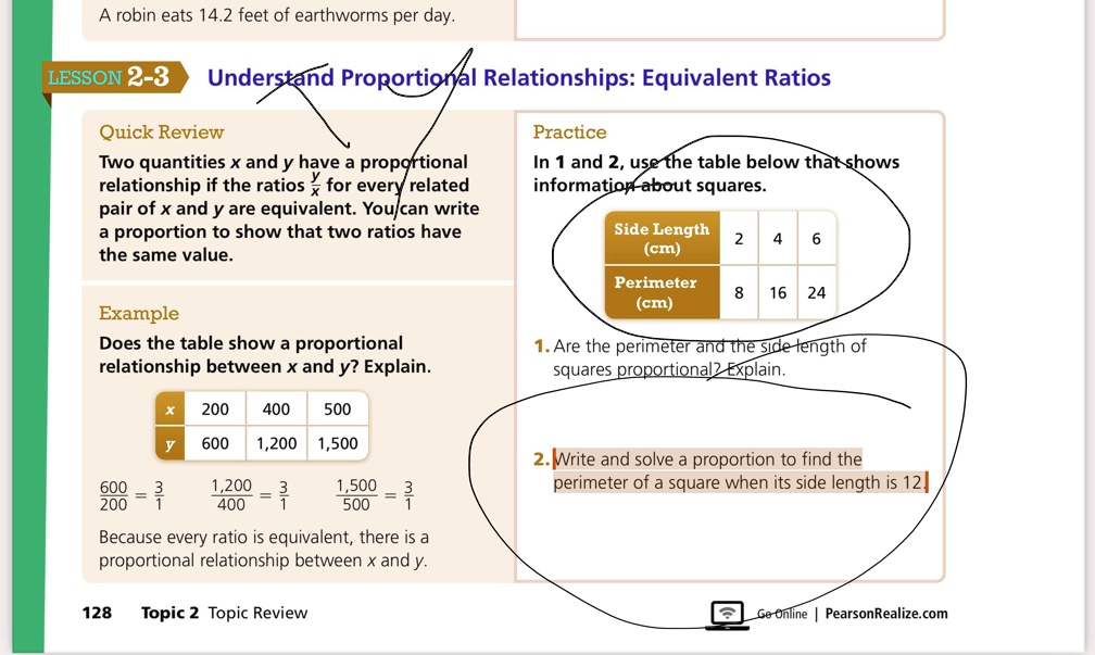 A robin eats 14.2 feet of earthworms per day. LESSON 2-3 Understand ...