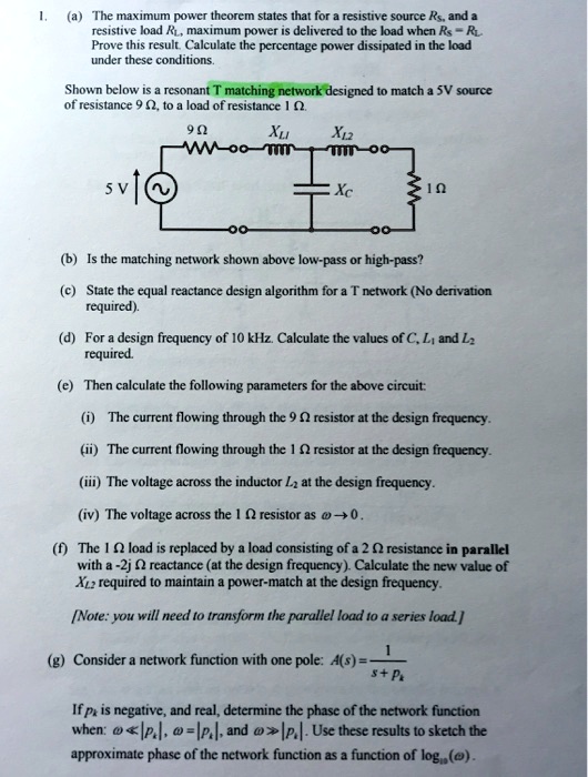 Athe maximum power theorem states that for a resistive...