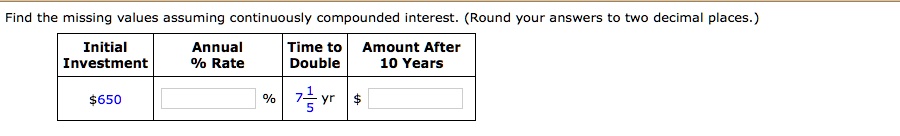 SOLVED: Find the missing values assuming continuously compounded ...