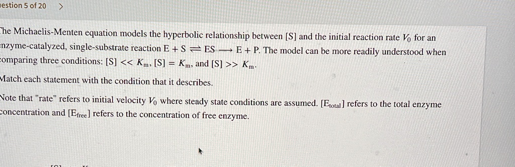 [GET ANSWER] the michaelis menten equation models the hyperbolic relationship between s and the ...