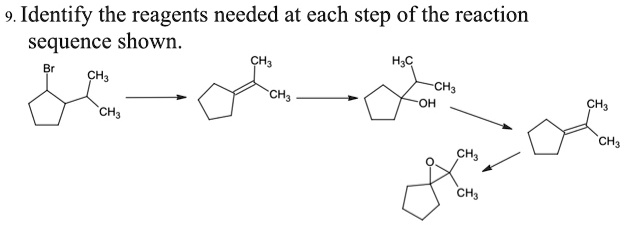 SOLVED: Identify the reagents needed at each step of the reaction sequence shown: CHa H;C CH CH3 ...
