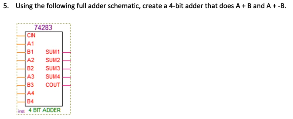 5 using the following full adder schematic create a 4 bit adder that ...