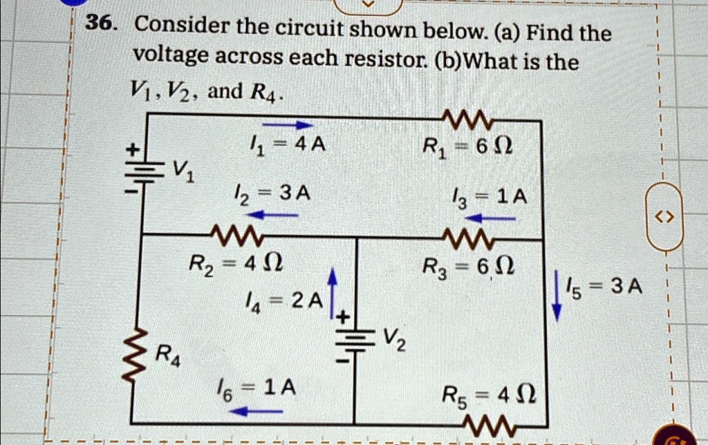 consider the circuit shown below a find the voltage across each resistor b what is the v1 v2 and ...