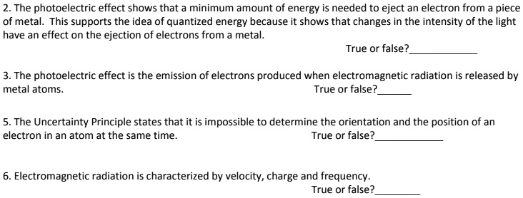 Solved 2 The Photoelectric Effect Shows That A Minimum Amount Of