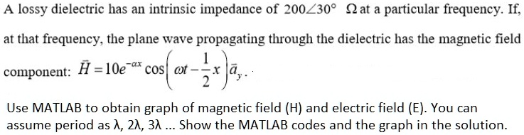 SOLVED: A lossy dielectric has an intrinsic impedance of 20030 at a particular frequency. If at ...