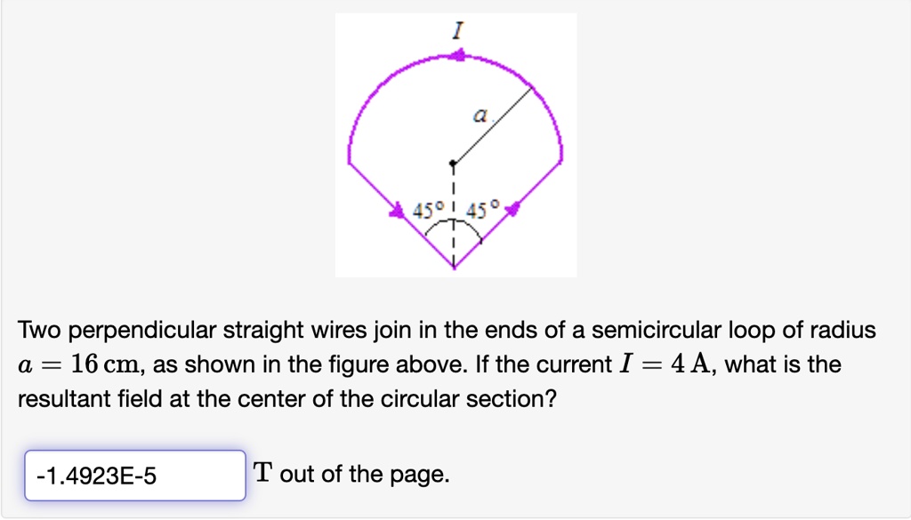 SOLVED: Two perpendicular straight wires join at the ends of a semicircular loop of radius a ...