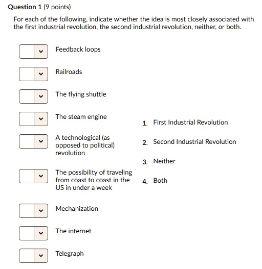 question 1 9 points for each of the following indicate whether the idea ...