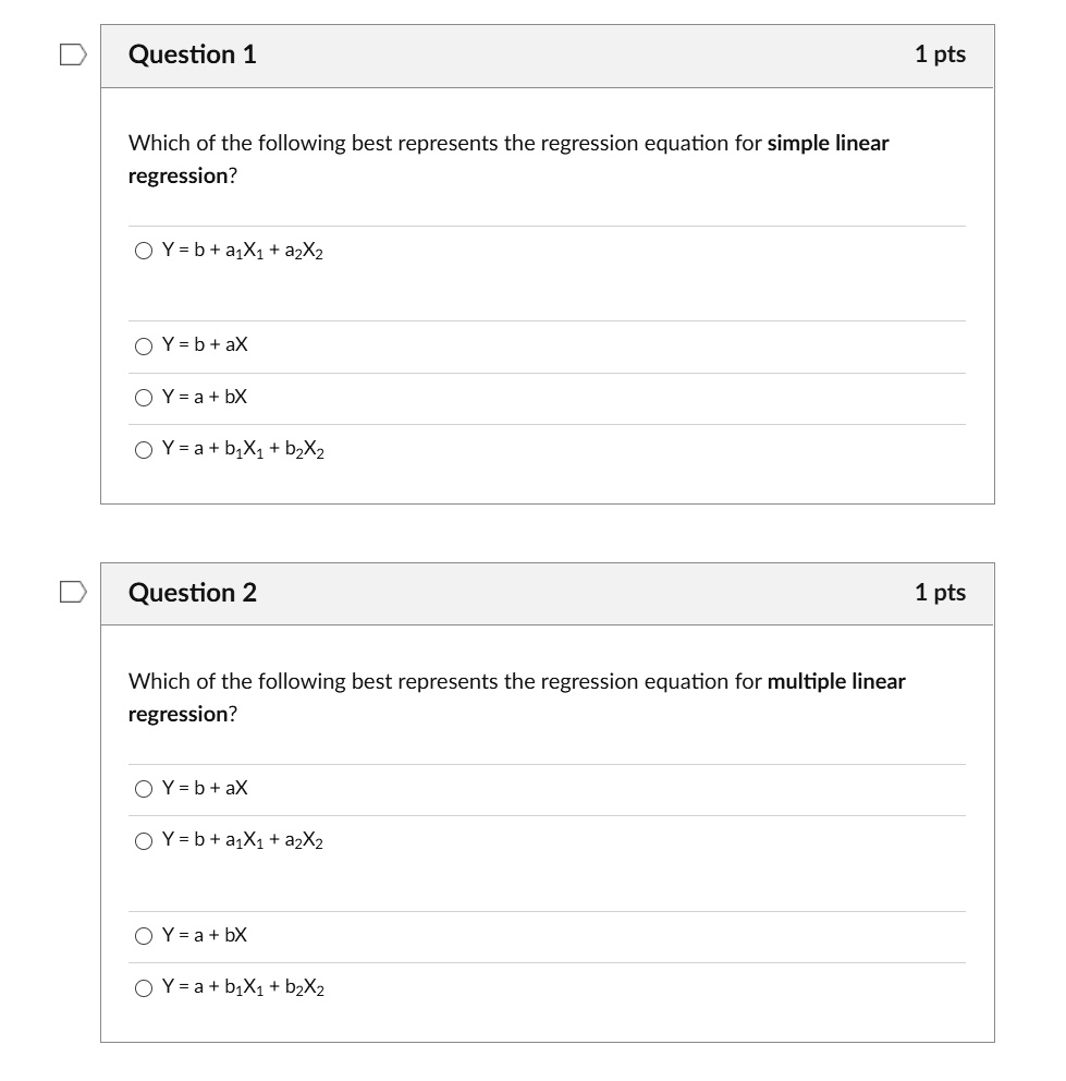 SOLVED: Which of the following best represents the regression equation ...
