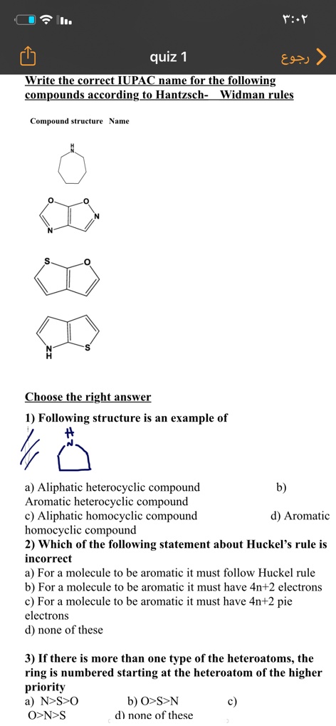 SOLVED::4 quiz 1 (263 Write the correct IUPAC name for the following ...
