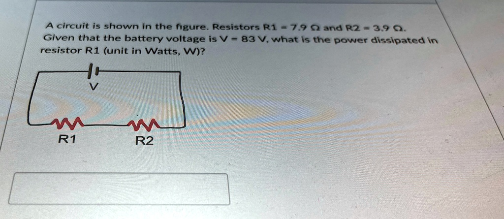 a circuit is shown in the figure resistors r1 79 omega and r2 39 omega given that the battery ...