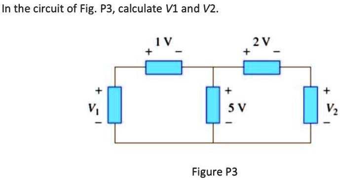 SOLVED: In the circuit of Fig.P3, calculate V1 and V2. 1V 2V + + Vi 5V V2 Figure P3