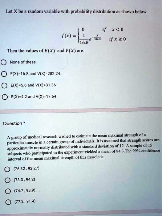 SOLVED:Let Xbe a random variable with probability distribution as shown below: X