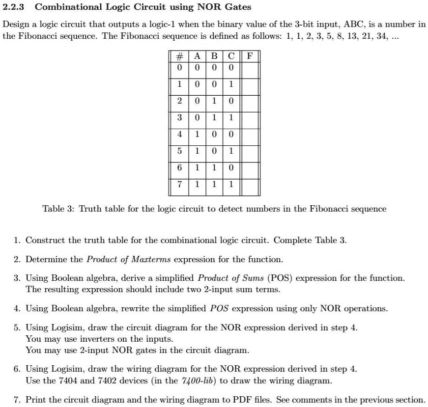 Solved 223 Combinational Logic Circuit Using Nor Gates Design A Logic Circuit That Outputs A