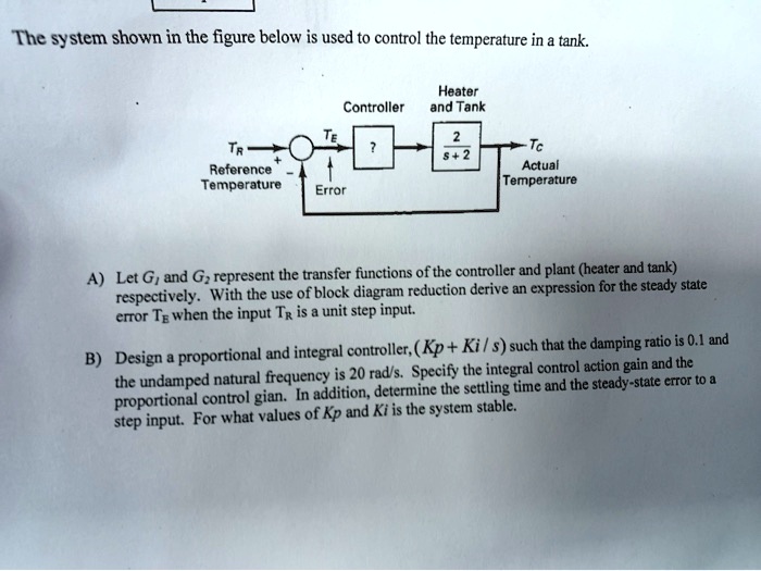 SOLVED: The system shown in the figure below is used to control the ...