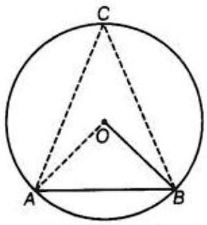 'O is the center of a circle if angle AOB =55° what is angle ACB=?