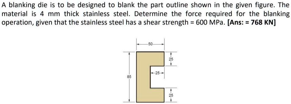 SOLVED: A blanking die is to be designed to blank the part outline ...