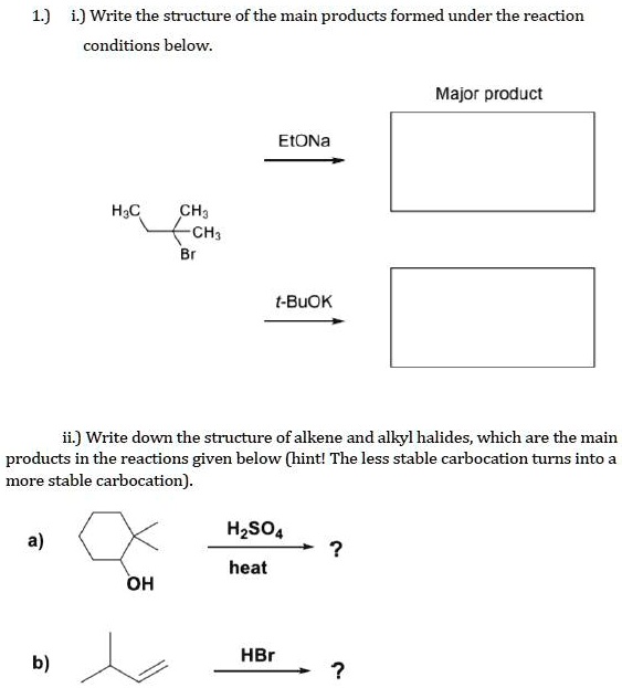 1 1 write the structure of the main products formed under...