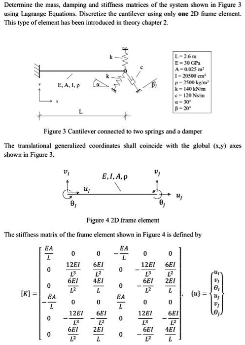 SOLVED: determine stiffness and mass and damping matrix using Lagrange method. Determine the ...